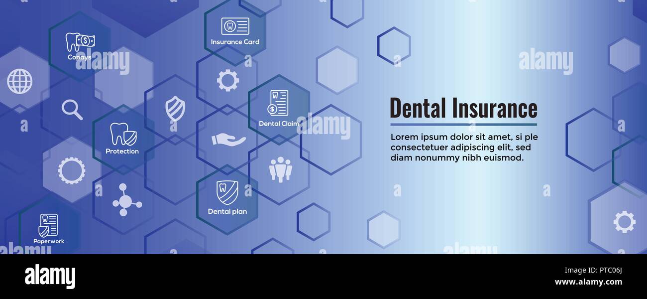 Dental Insurance Web Header Banner - Outline Icons, teeth, premiums ...