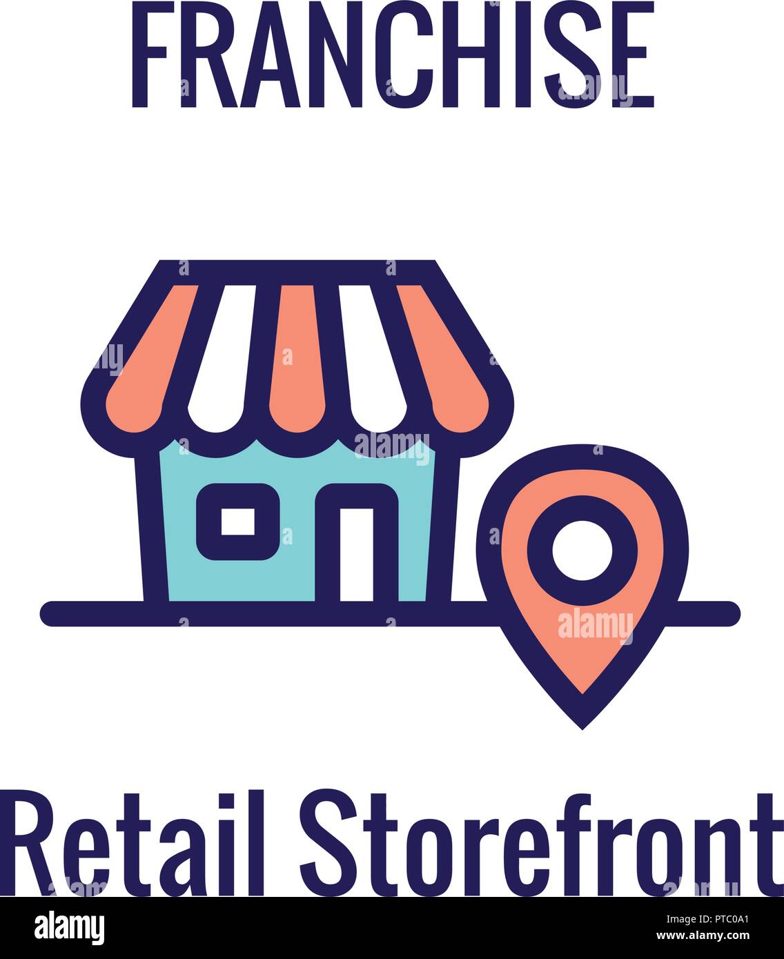 Franchise Icon w Home Office, corporate Headquarters and Franchisee ...