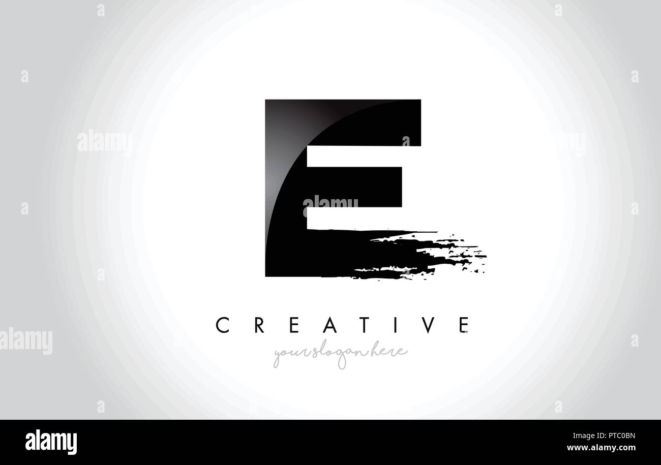 E Letter Design with Brush Stroke and Modern 3D Look Vector ...