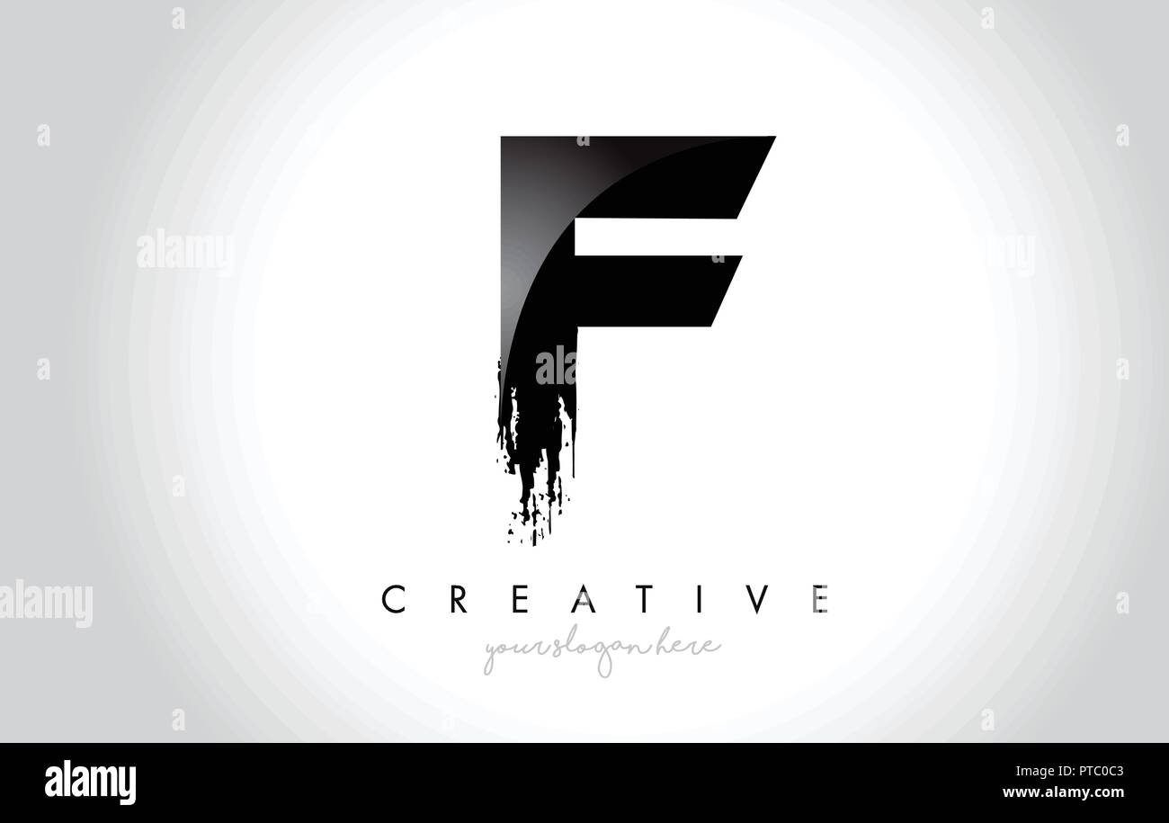 F Letter Design with Brush Stroke and Modern 3D Look Vector ...