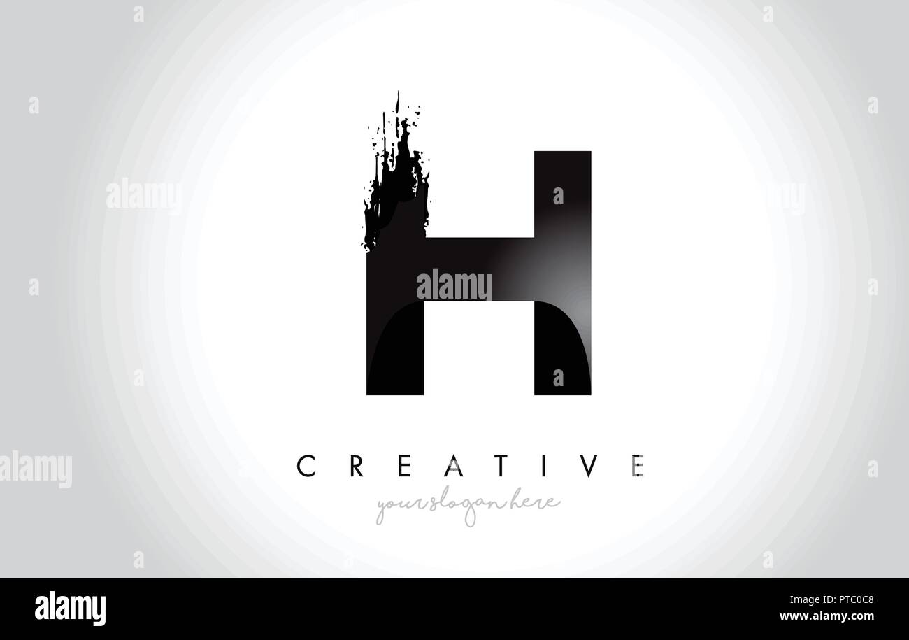 H Letter Design with Brush Stroke and Modern 3D Look Vector ...