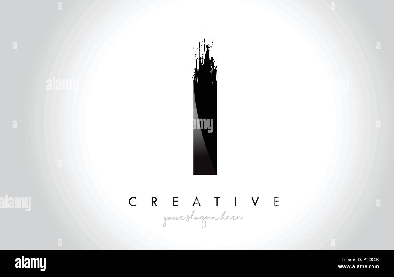 I Letter Design with Brush Stroke and Modern 3D Look Vector ...