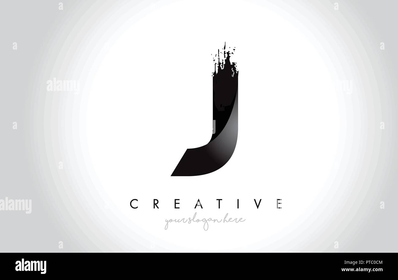J Letter Design with Brush Stroke and Modern 3D Look Vector ...