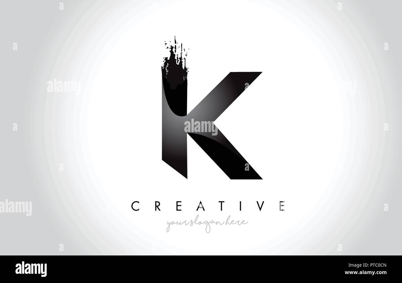 K Letter Design with Brush Stroke and Modern 3D Look Vector ...