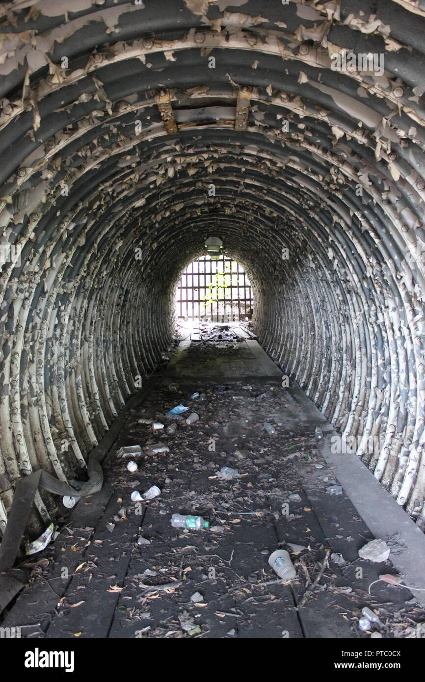 Typical common inner city crumbling infrastructure tunnel that runs ...