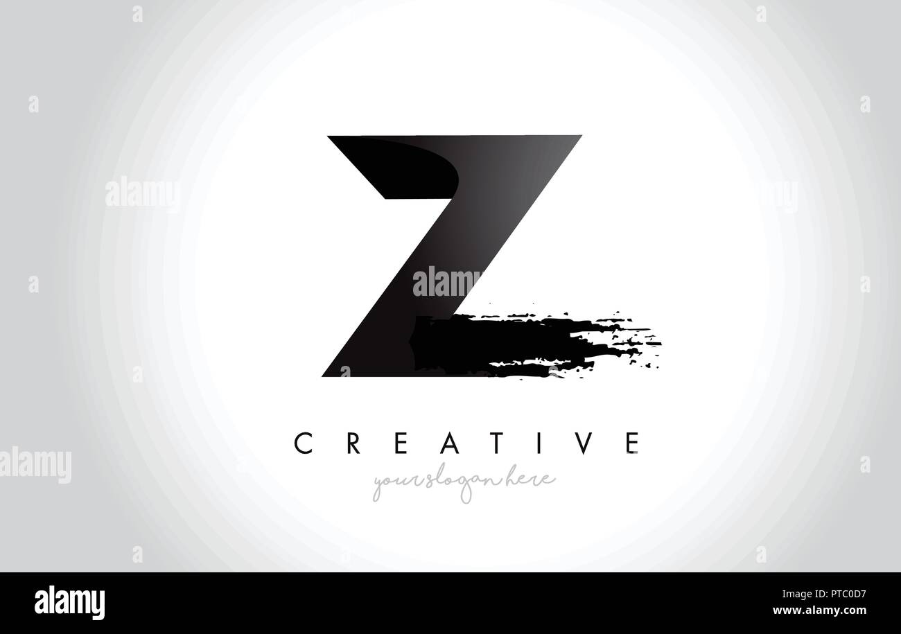 Z Letter Design with Brush Stroke and Modern 3D Look Vector ...