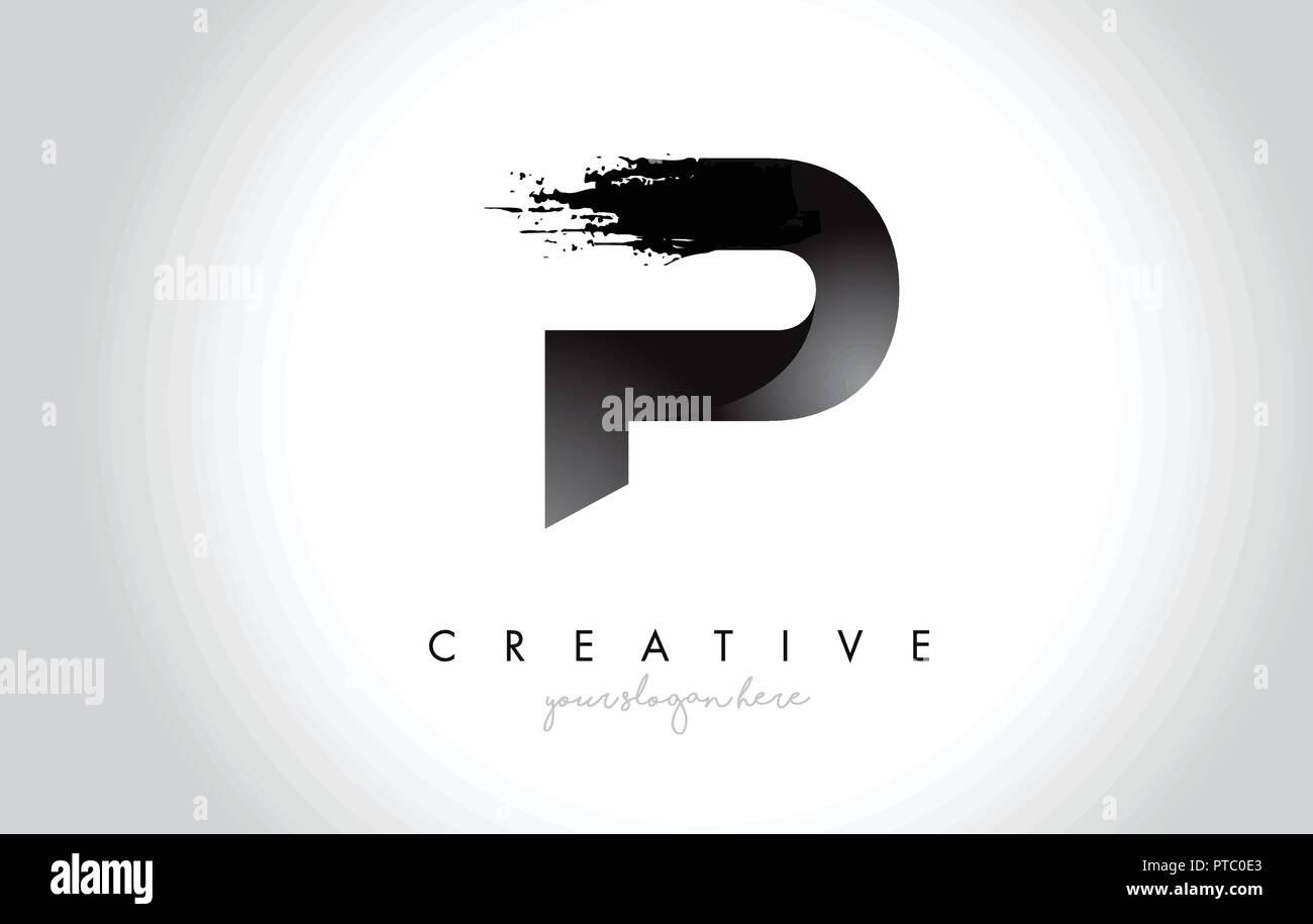 P Letter Design with Brush Stroke and Modern 3D Look Vector ...
