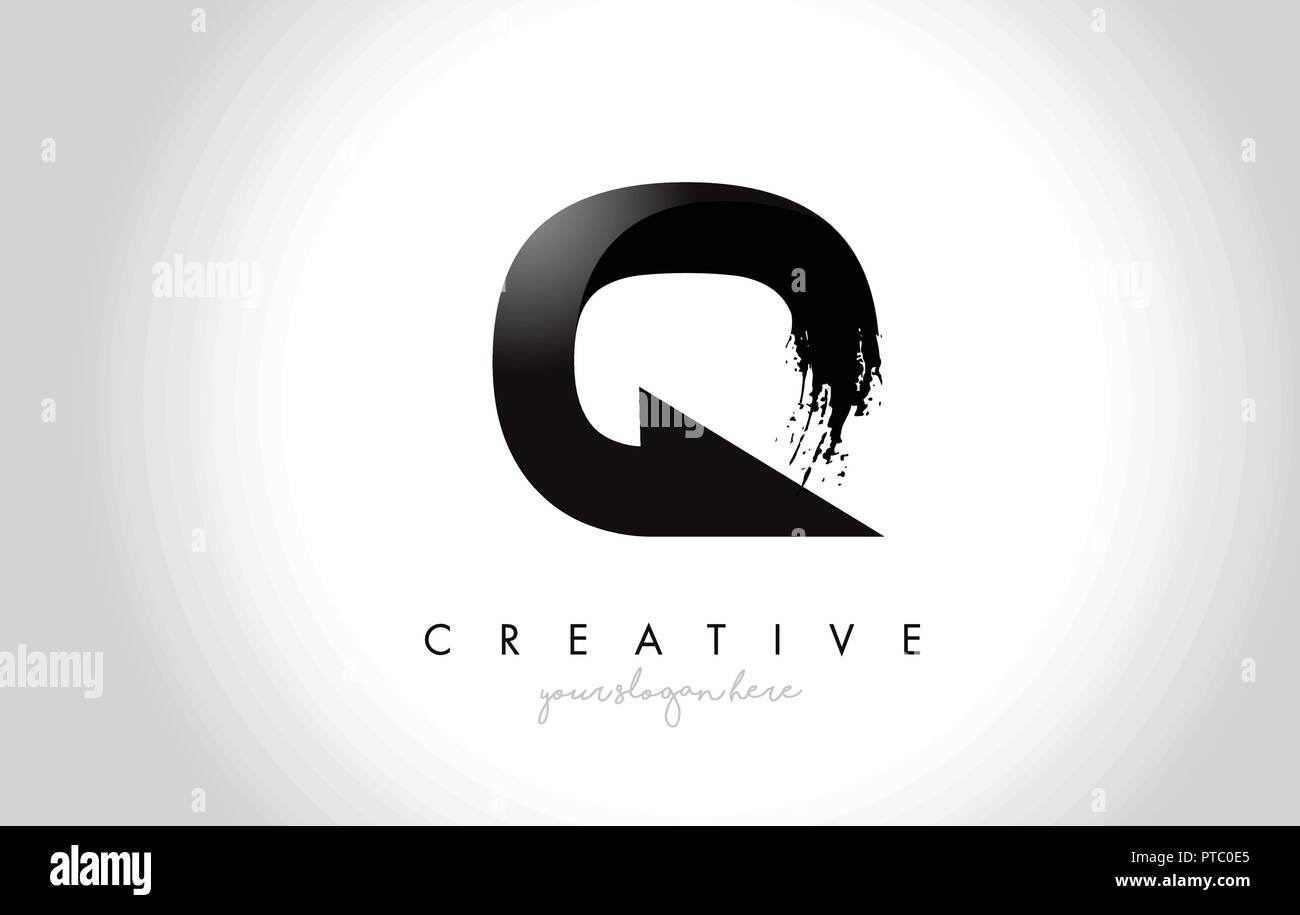 Q Letter Design with Brush Stroke and Modern 3D Look Vector ...