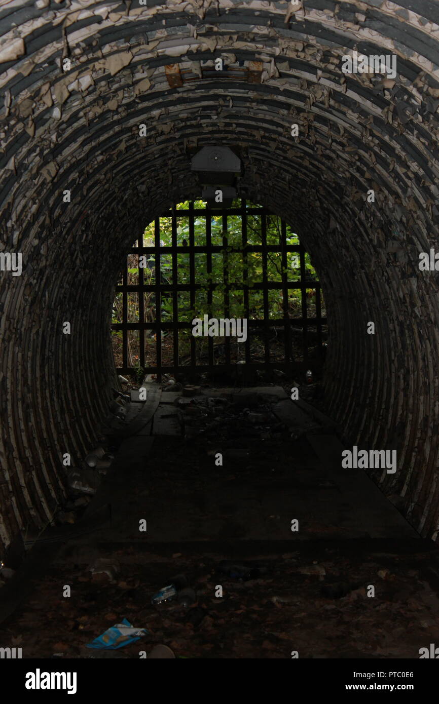 Typical common inner city crumbling infrastructure tunnel that runs ...