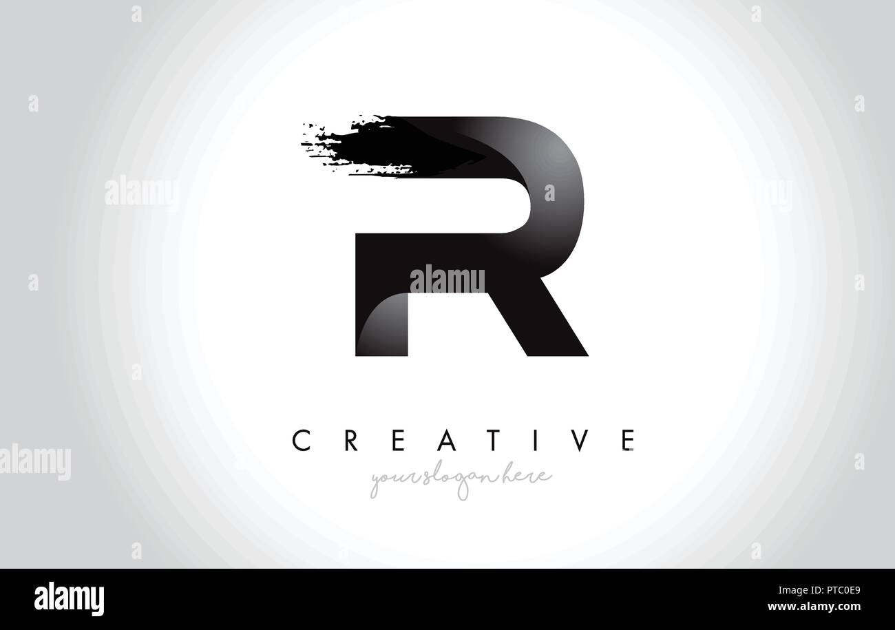 R Letter Design with Brush Stroke and Modern 3D Look Vector ...