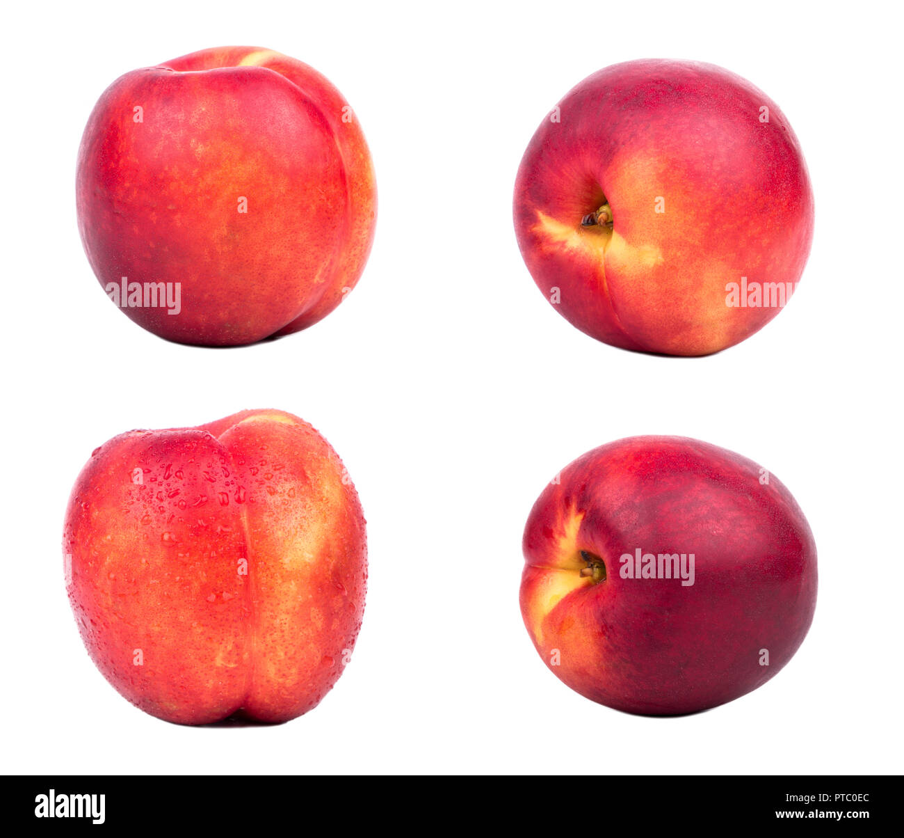Collection of four fresh fruit nectarine isolated on white background ...