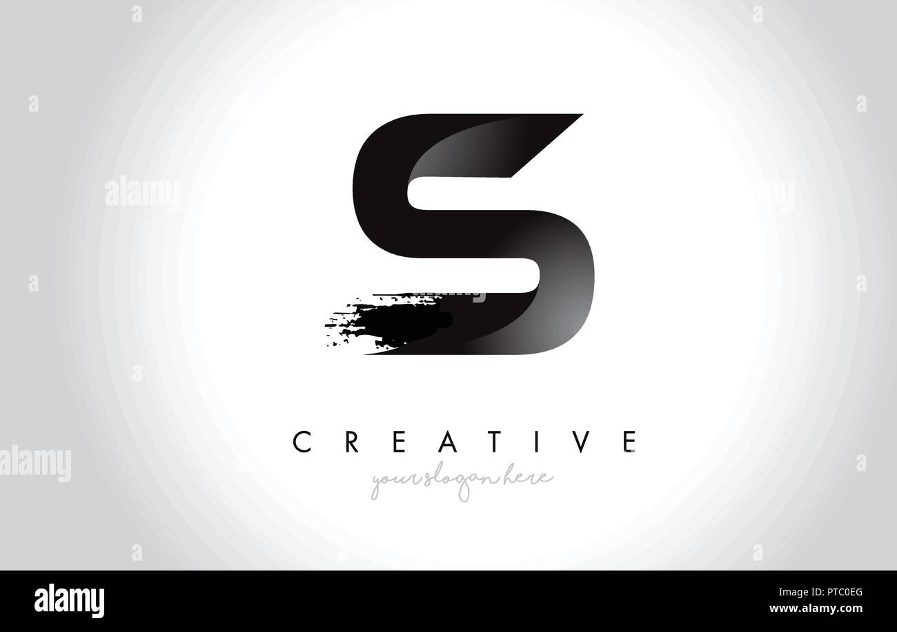 S Letter Design with Brush Stroke and Modern 3D Look Vector ...