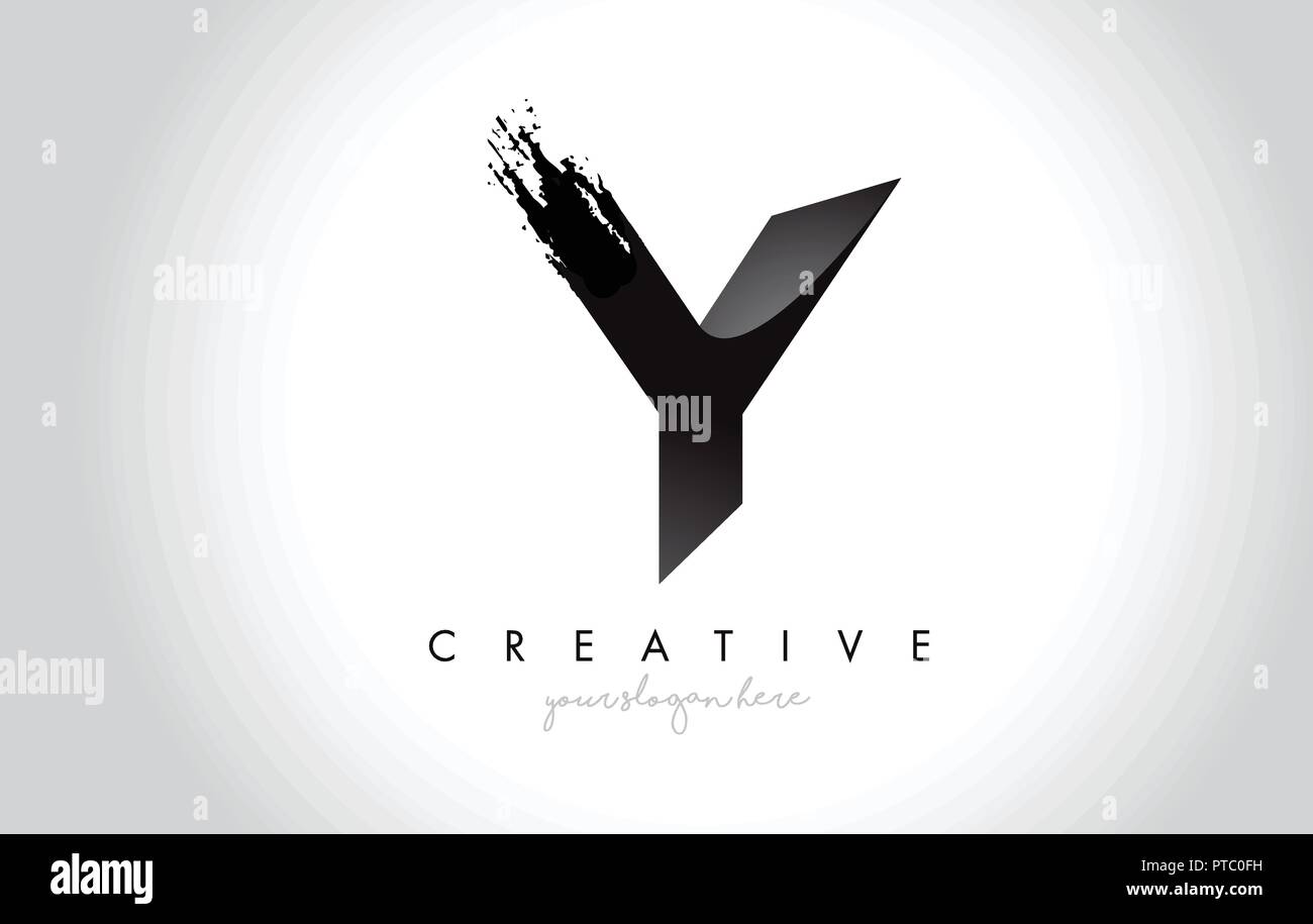Y Letter Design with Brush Stroke and Modern 3D Look Vector ...