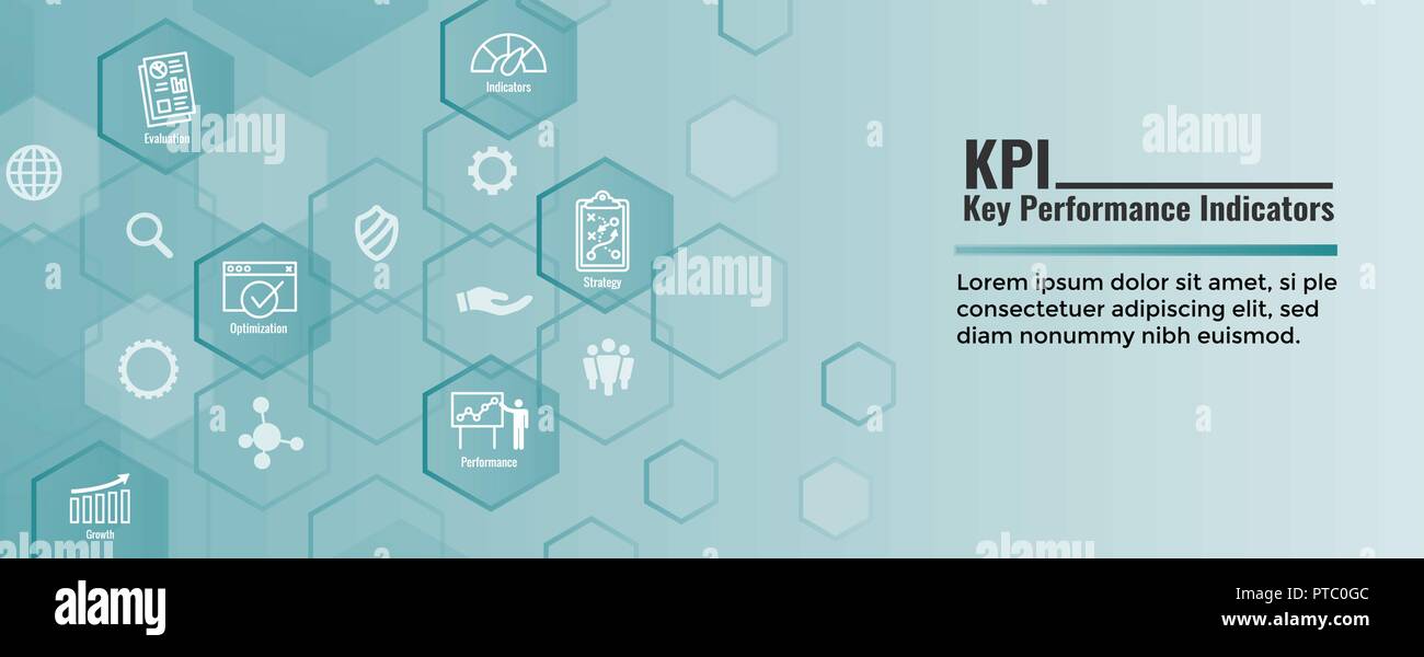 KPI w Key Performance Indicators Web Header Banner and Icon set Stock ...