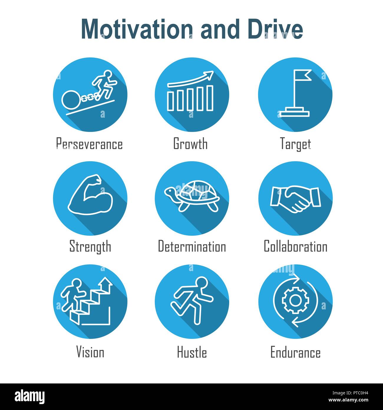 Persistence icon set - image of extreme motivation and drive set on ...