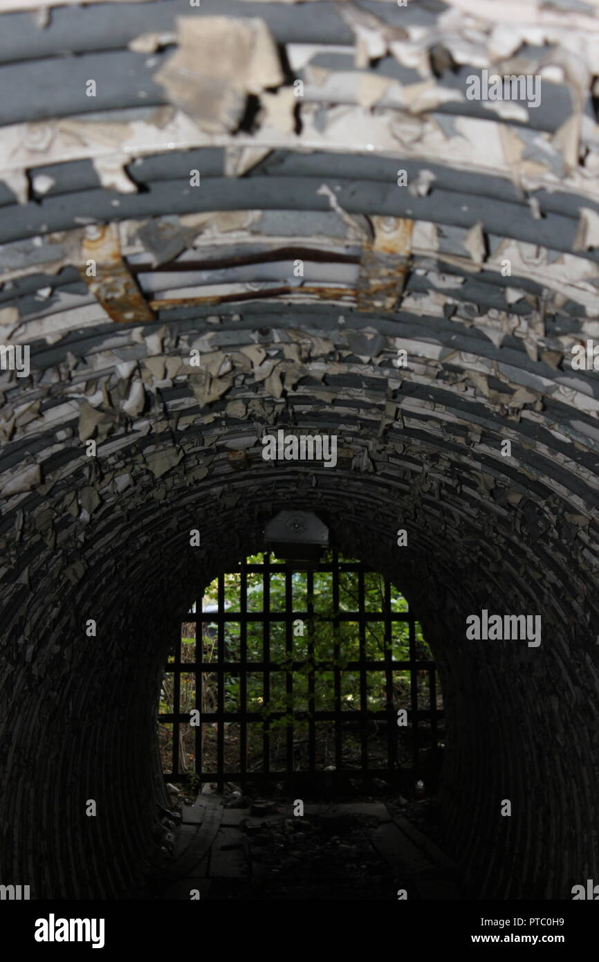 Typical common inner city crumbling infrastructure tunnel that runs ...