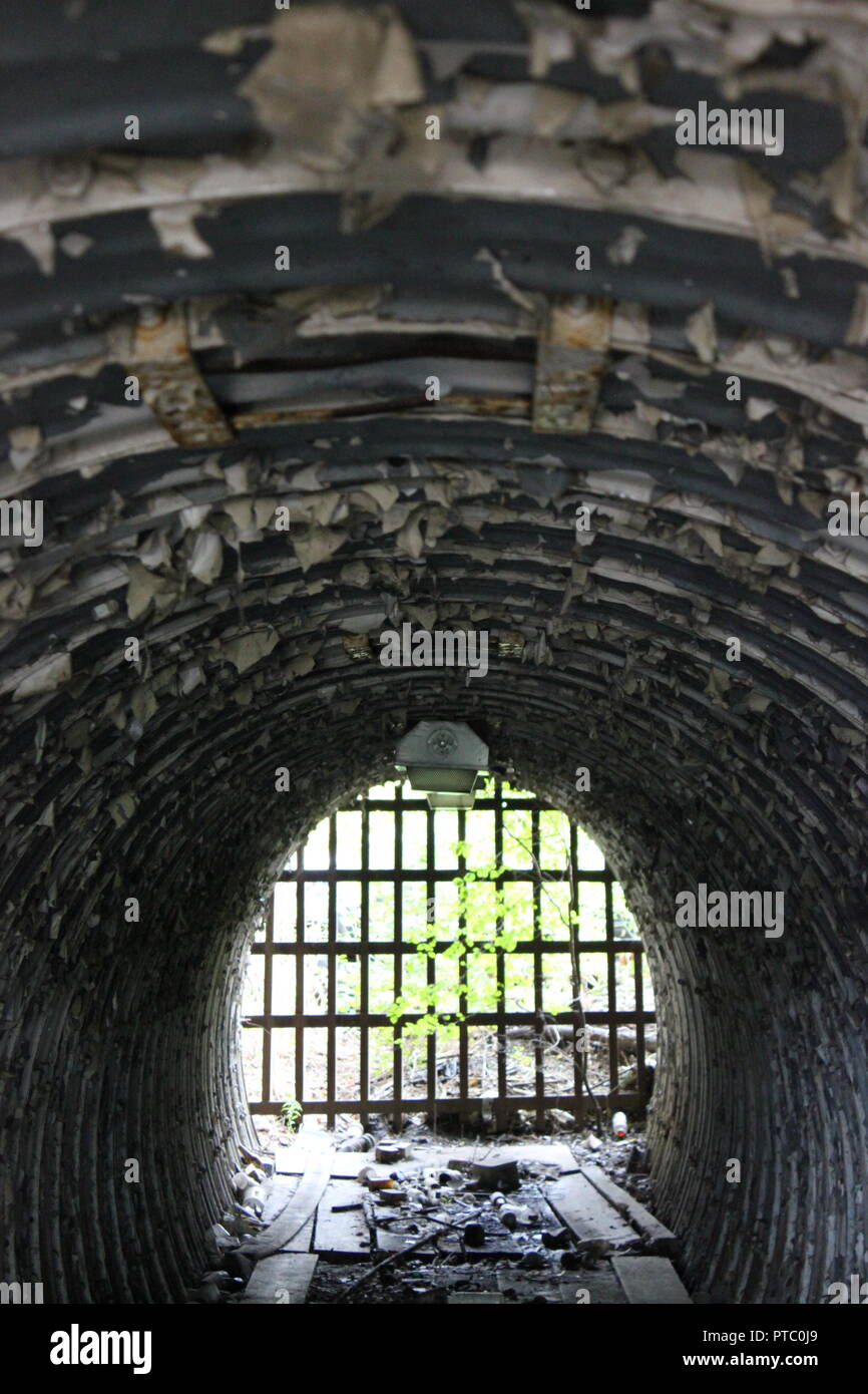 Typical common inner city crumbling infrastructure tunnel that runs ...