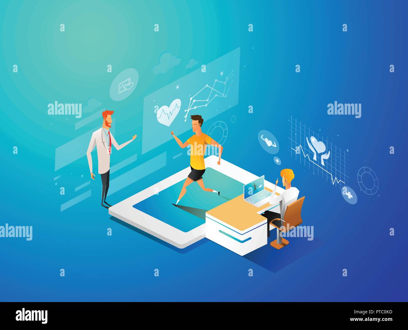 Isometric smart health and medical 3d design illustration - track your ...