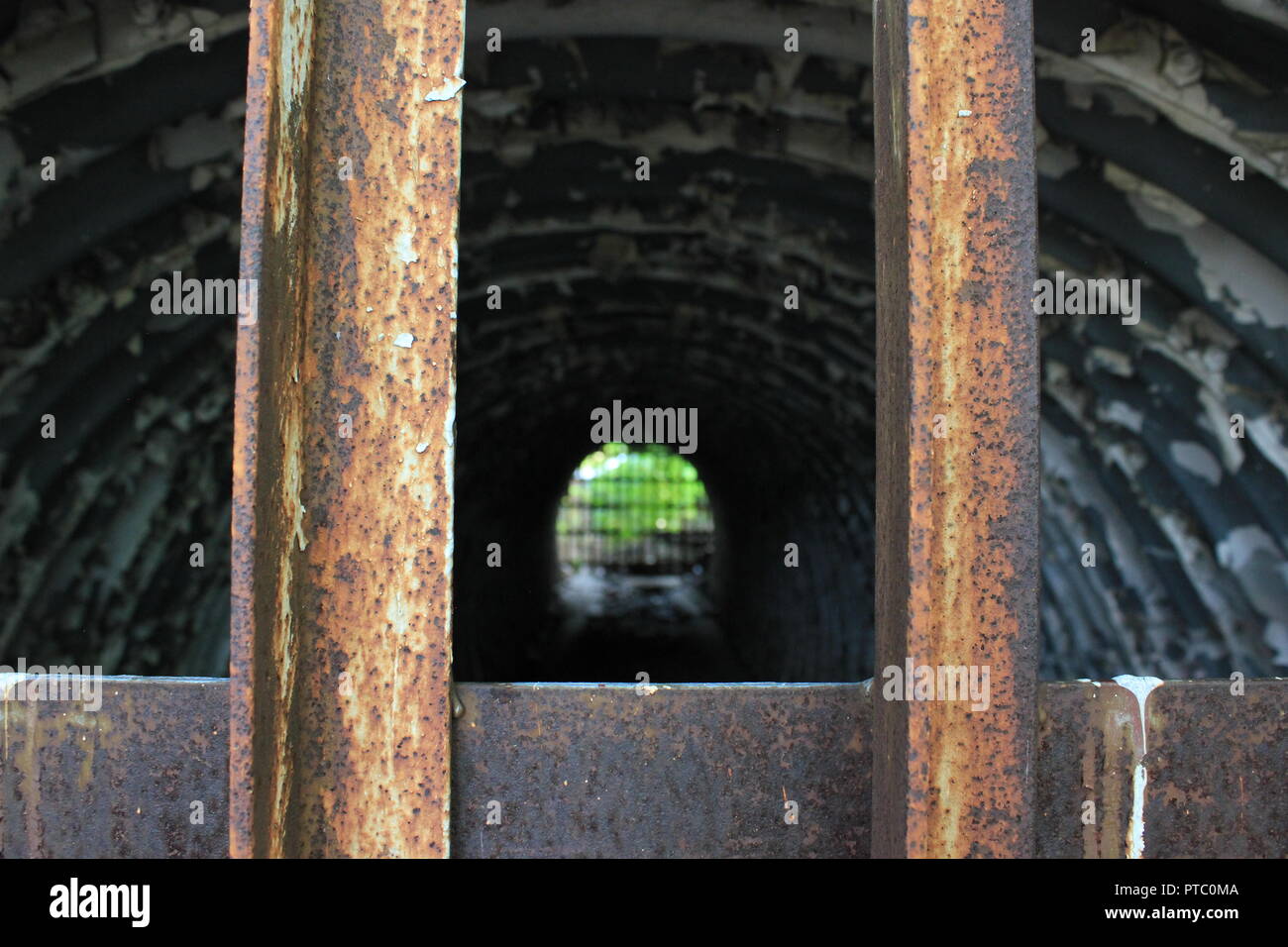 Typical common inner city crumbling infrastructure tunnel that runs ...
