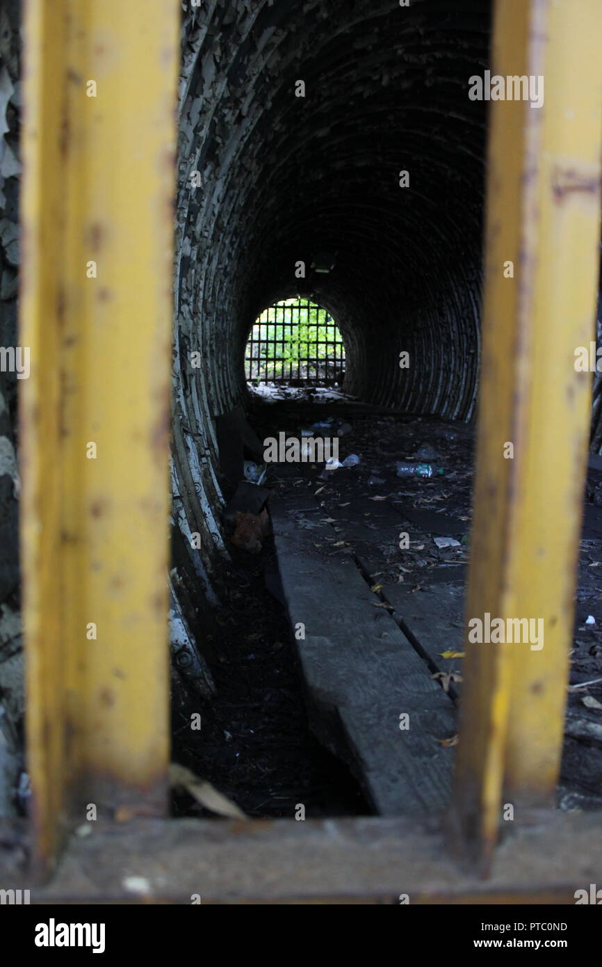 Typical common inner city crumbling infrastructure tunnel that runs ...