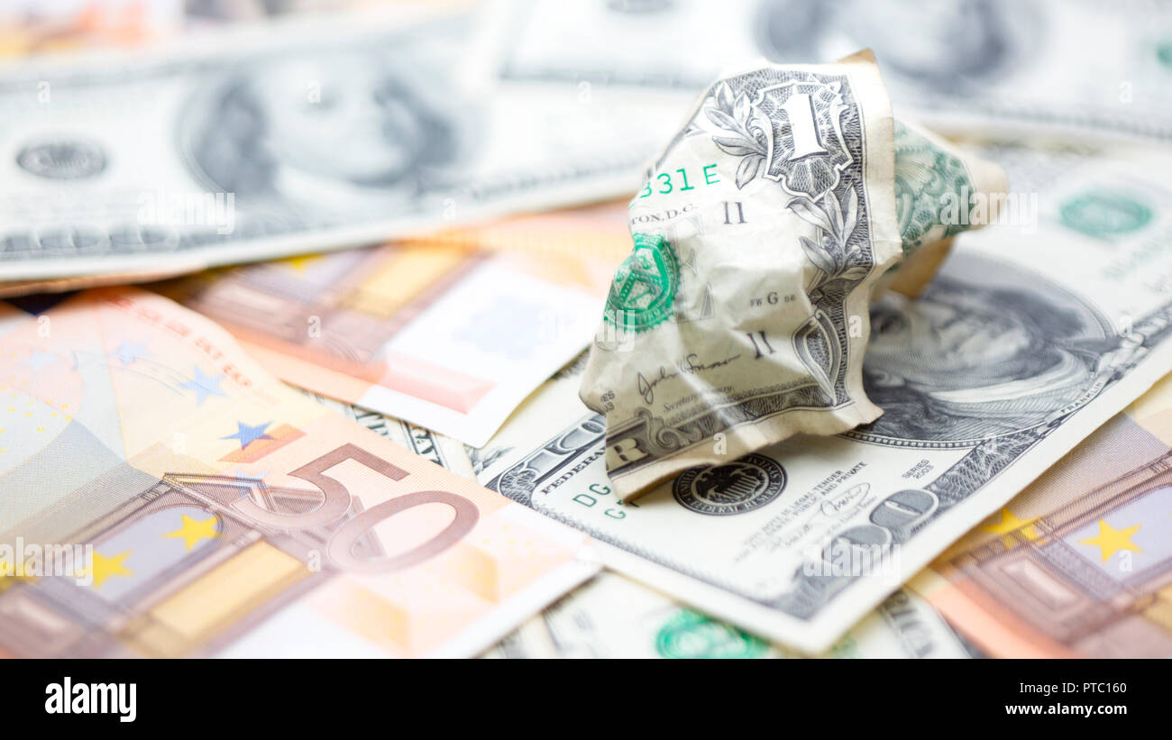 blurred crumpled dollar money background like concept of problem Stock ...