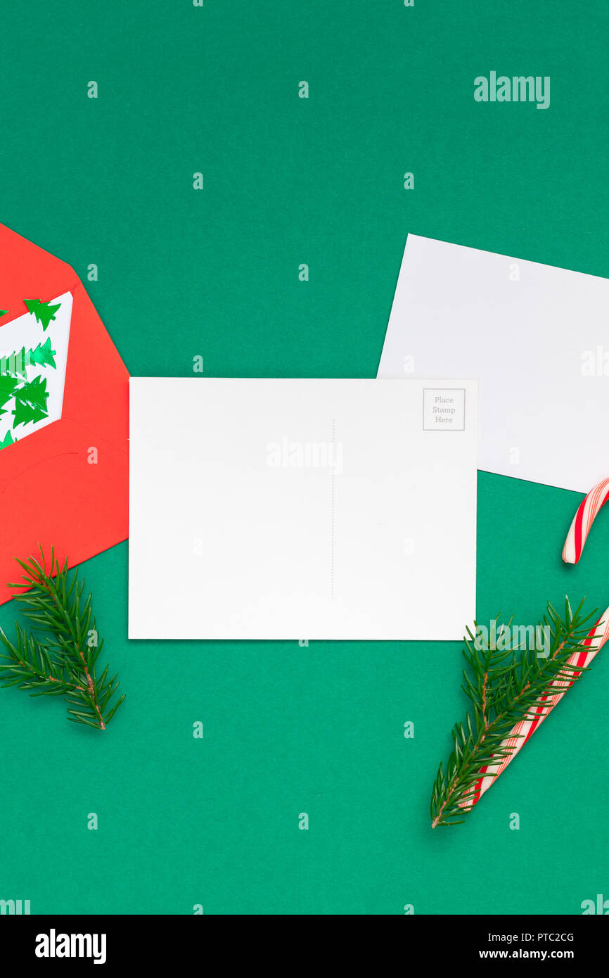 Creative New Year or Christmas greetings letter mockup flat lay top ...