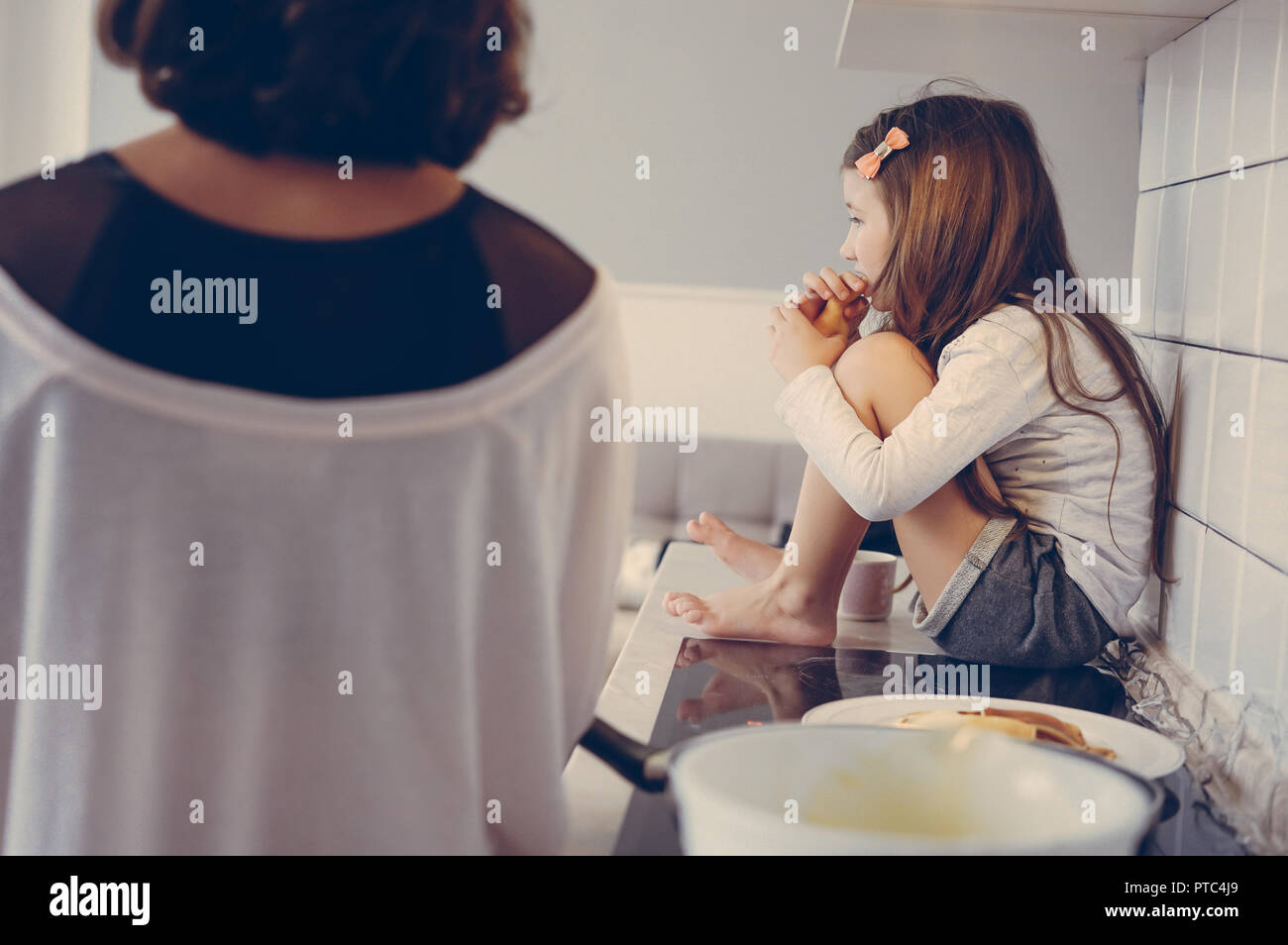 happy family cook together in the kitchen Stock Photo - Alamy