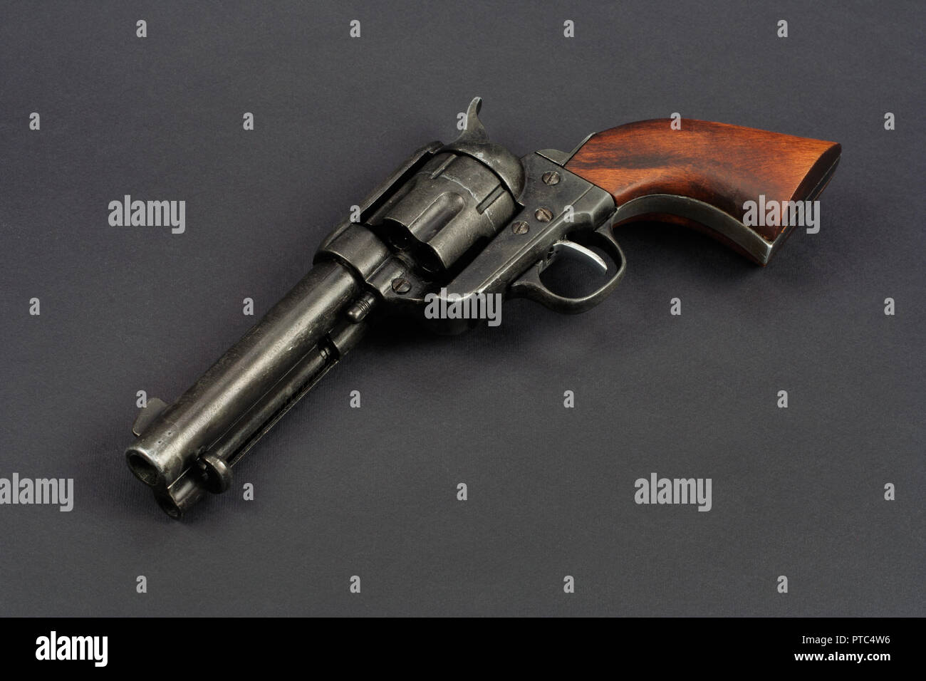 wild west revolver - colt single action army on black background Stock ...