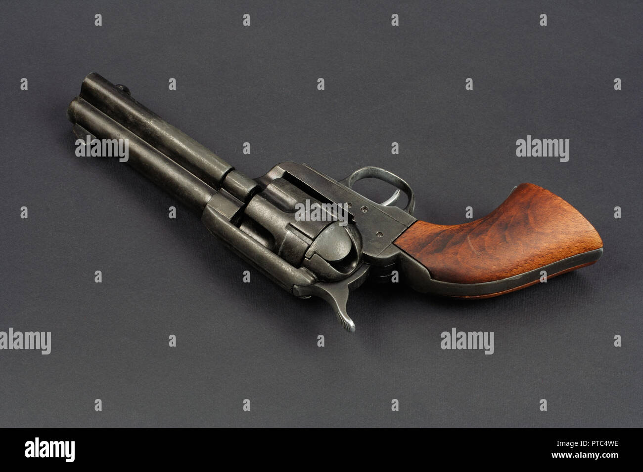 wild west revolver - colt single action army on black background Stock ...