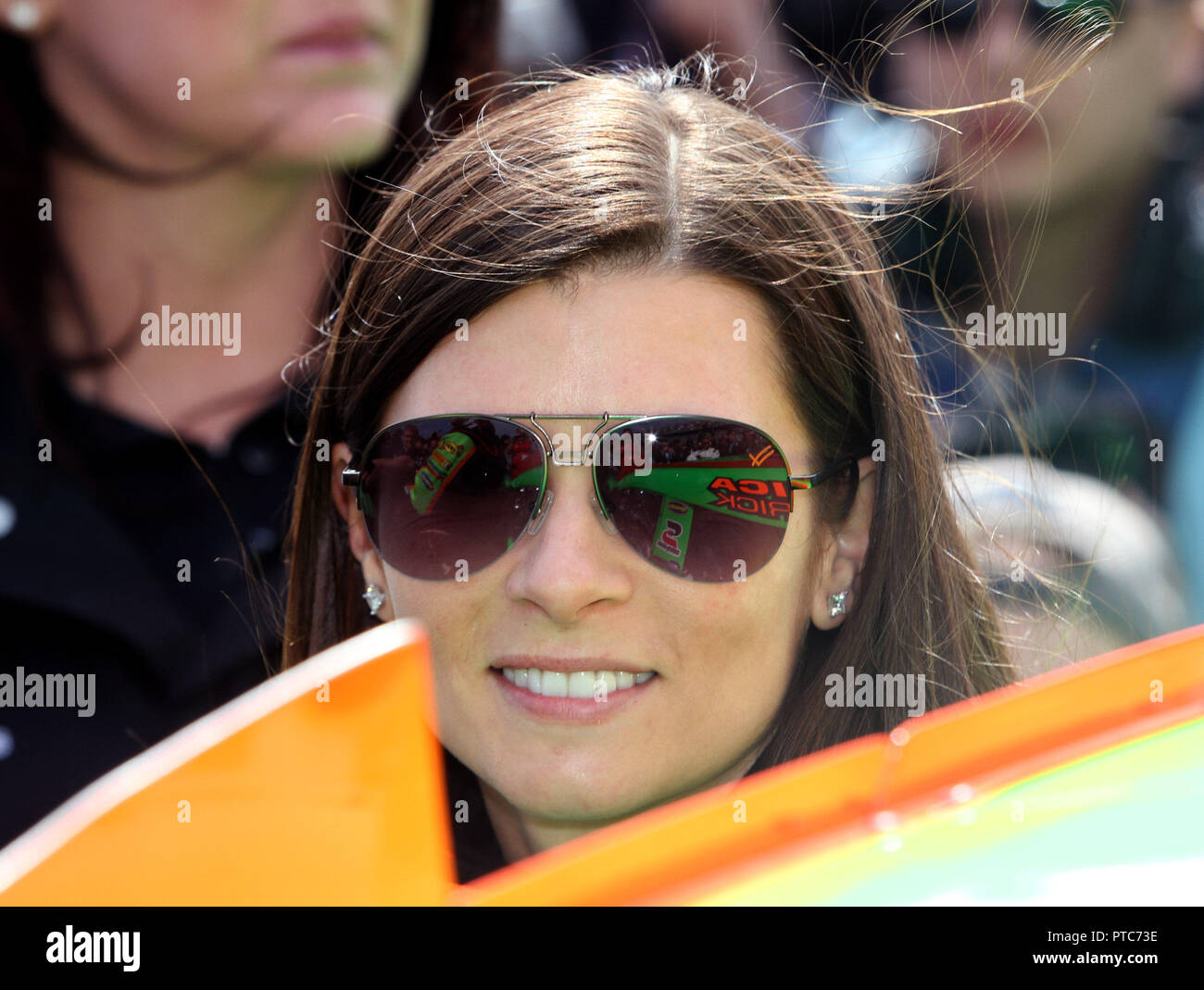 Danica Patrick waits by her car prior to the start of the NASCAR ...