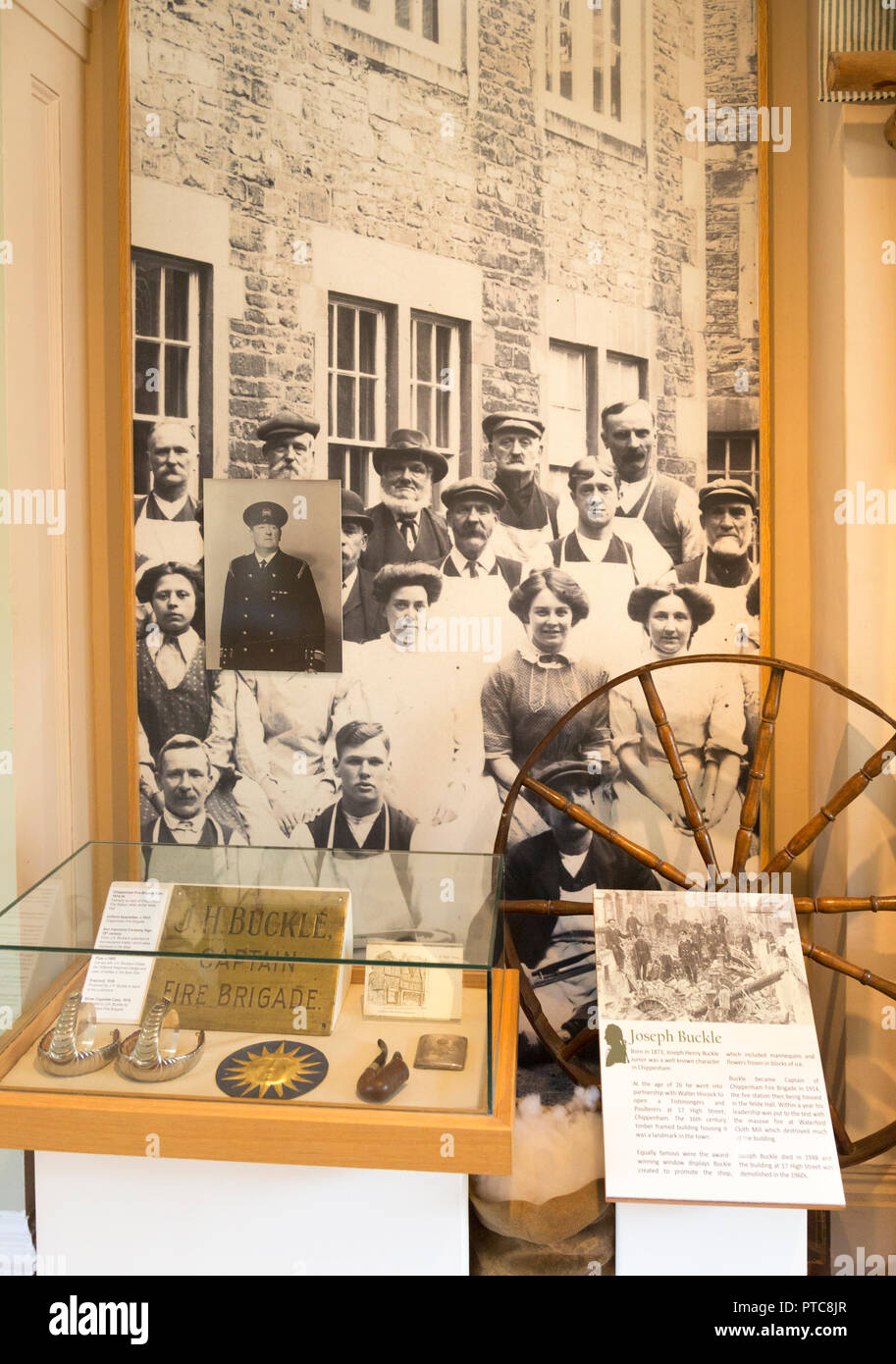 Display about Joseph Buckle, Fire Brigade captain, with permission of ...