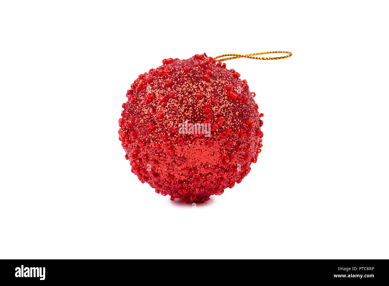 Red glitter Christmas ball. Bright luxury shiny Christmas ornamental ...