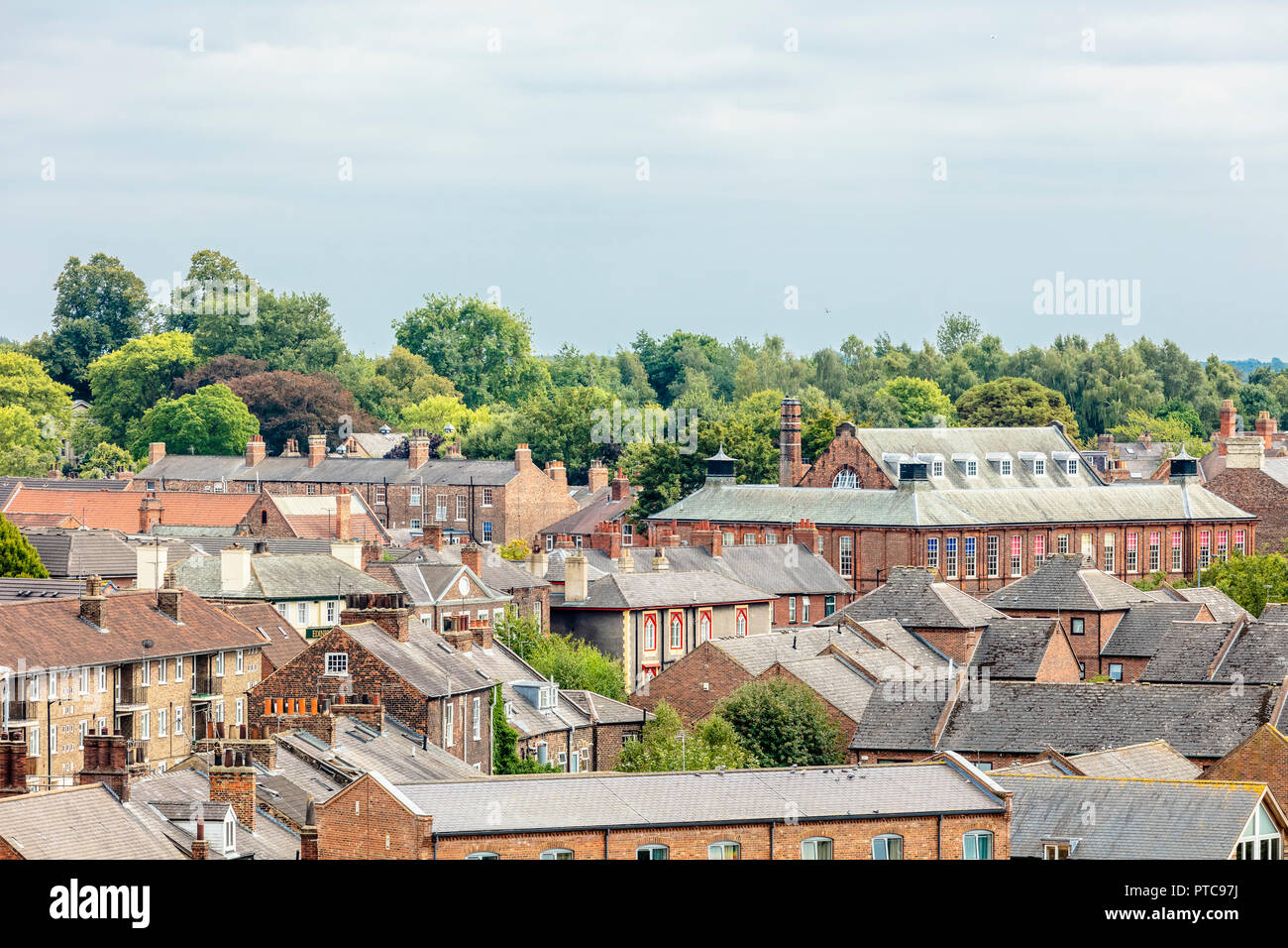 York, UK - August 27 2018: York cityscape landscape aerial elevated ...