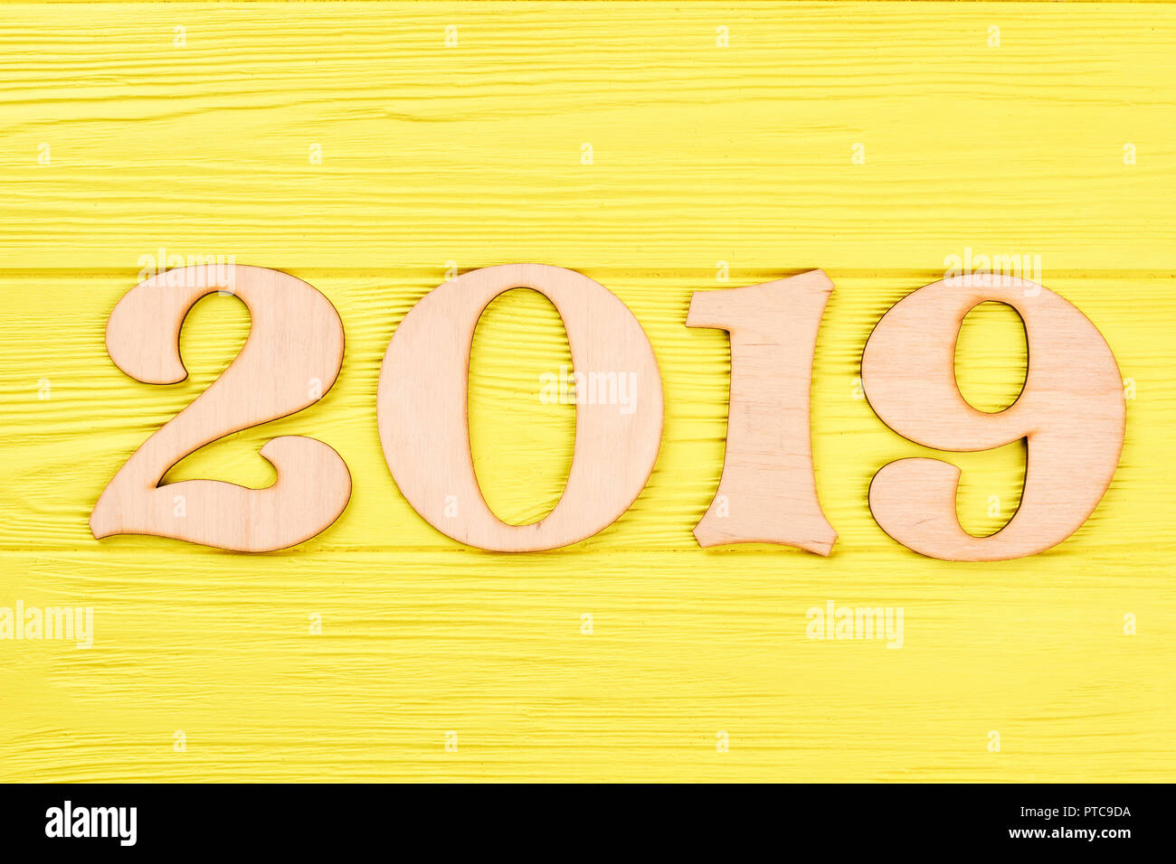 Cut out wooden number 2019, vertical image. Carved wooden digit 2019 ...