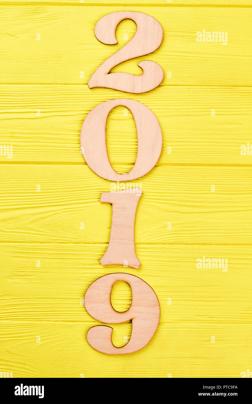 Wooden digit 2019 from the bottom upwards. Cut out wooden number 2019 ...