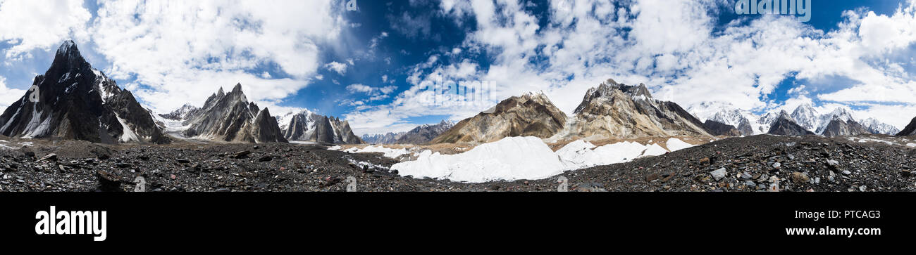 Panorama of Nuding pyramids & glacier, Biarchedi II, Crystal Peak ...