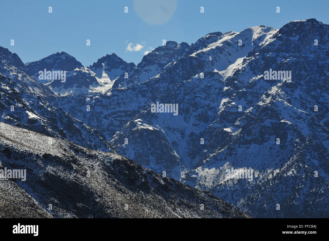 High Atlas mountain range landscape with snow on the slopes. Morocco ...