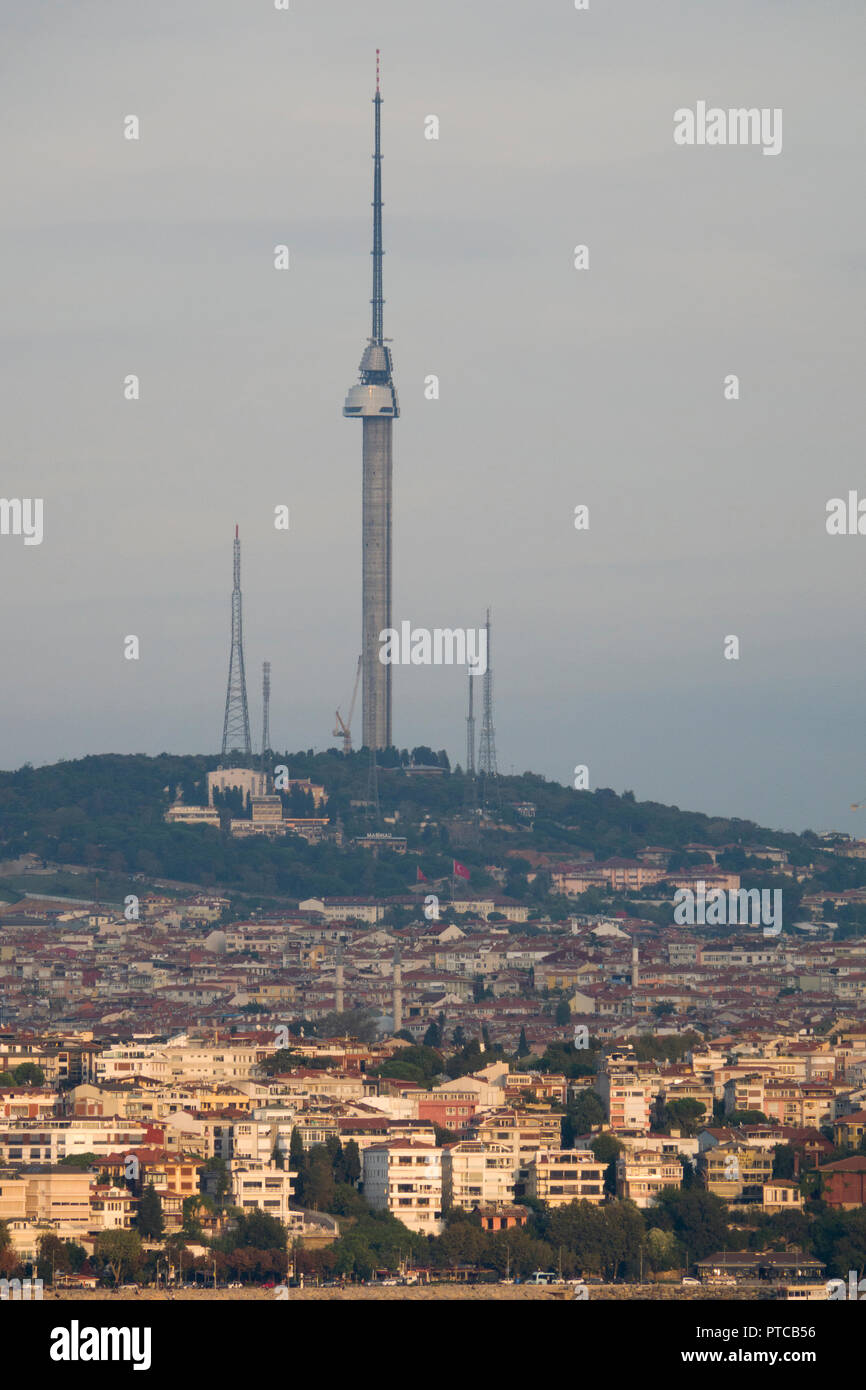 Radio tower on Camlica Hill in Uskudar, Istanbul, Turkey Stock Photo ...