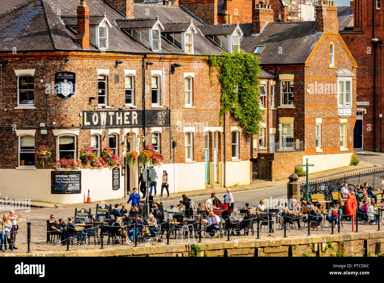 York, UK - August 28 2018: River Ouse urban landscape featuring The ...