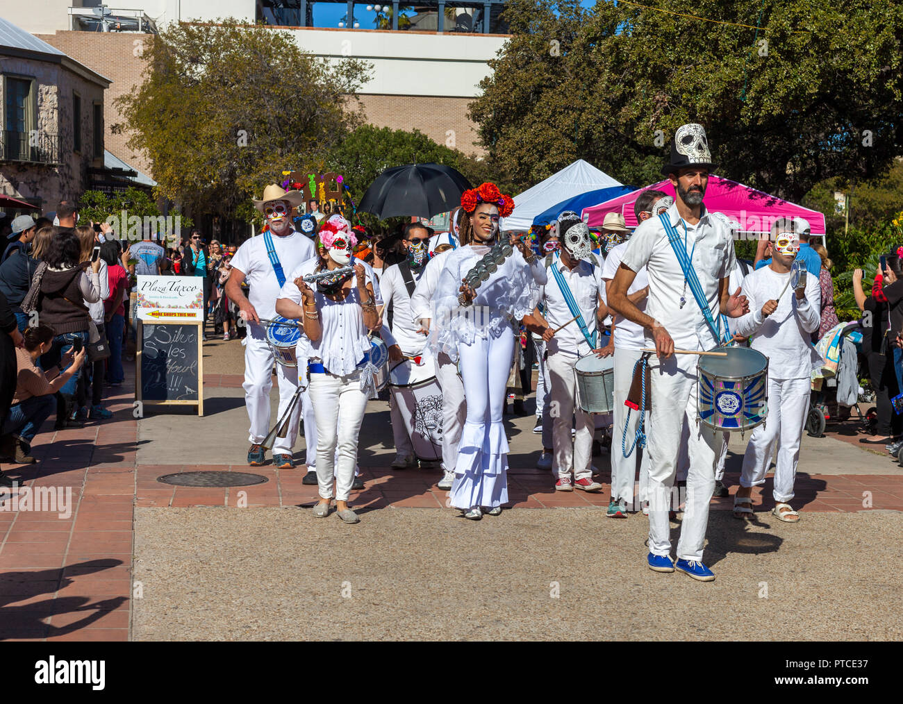 SAN ANTONIO, TEXAS, USA - OCTOBER 29, 2017 - People dance in the ...