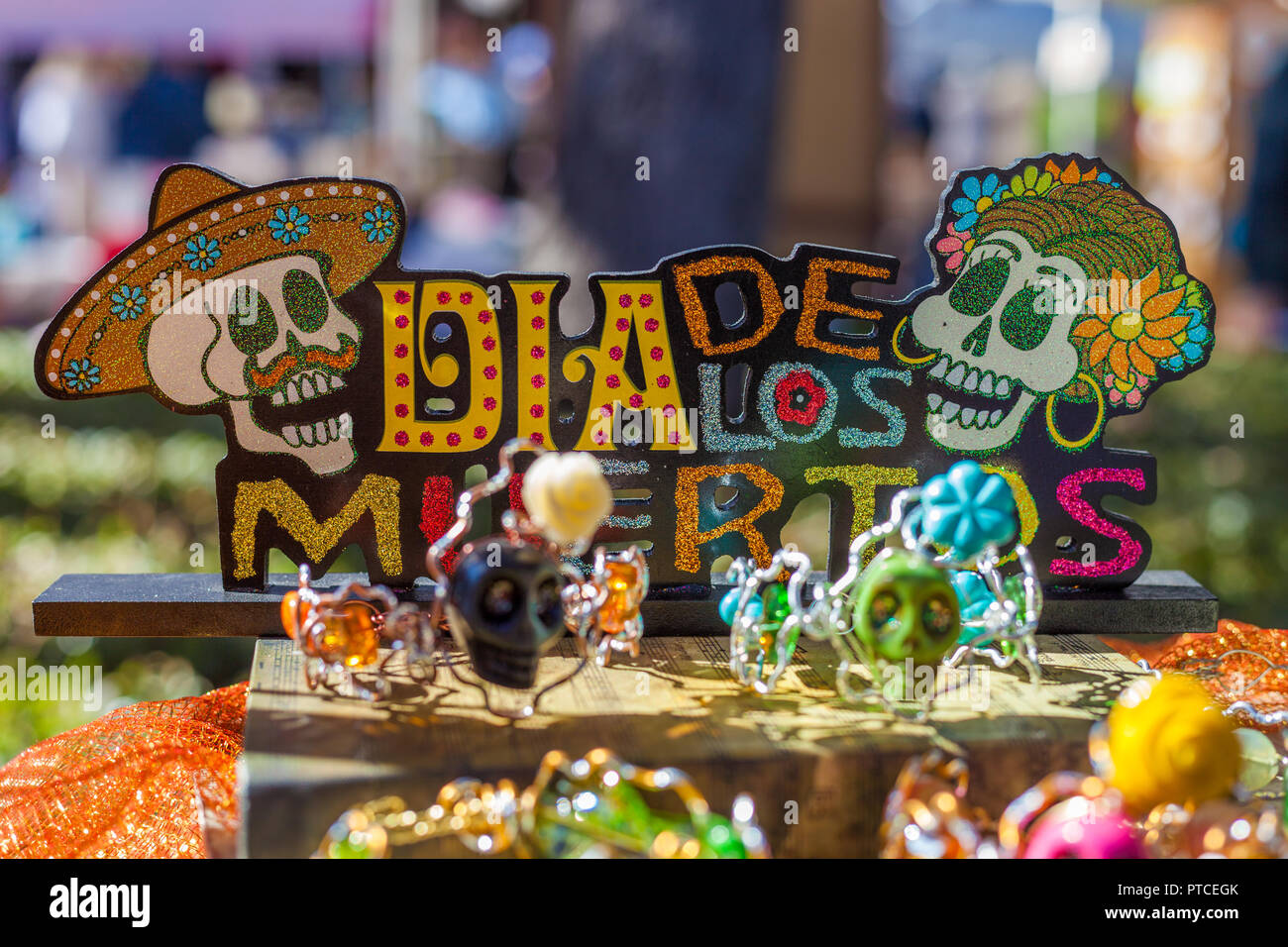 Colorful decorations for Day of the Dead/Dia de los Muertos celebration ...
