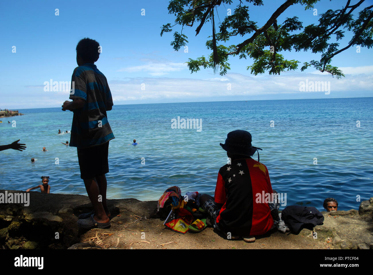 People celebrating Papua New Guinea National Day at Tusbab beach ...