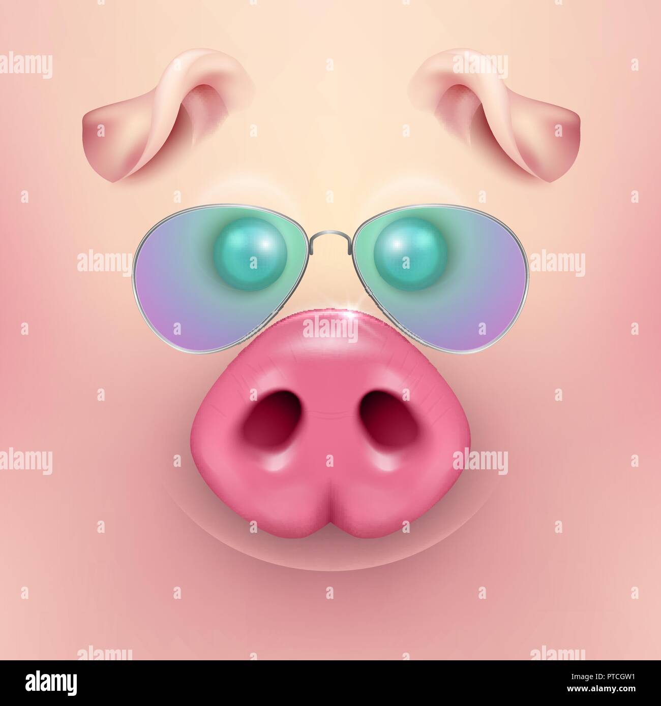 Cute Nerd Pig Wallpaper