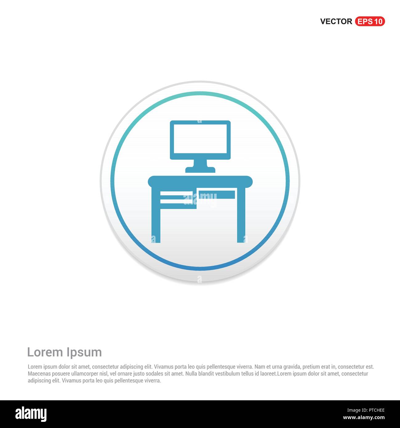 Computer Table Icon - white circle button Stock Vector Image & Art - Alamy