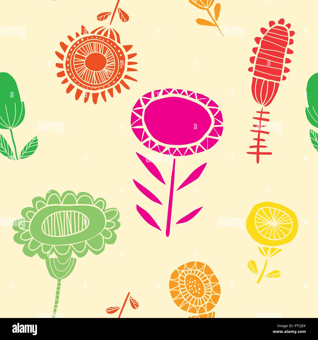 Vector vibrant floral seamless pattern background. Ideal for fabrics ...