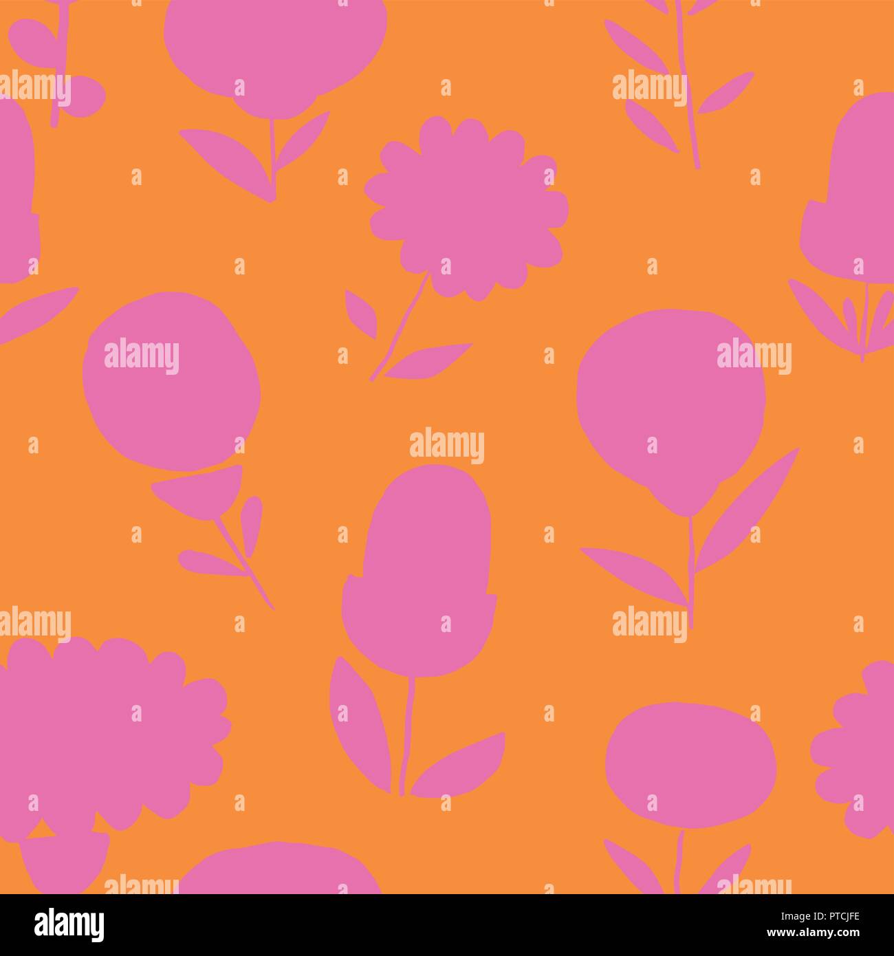 Vector monochrome silhouette floral seamless pattern background. ideal ...