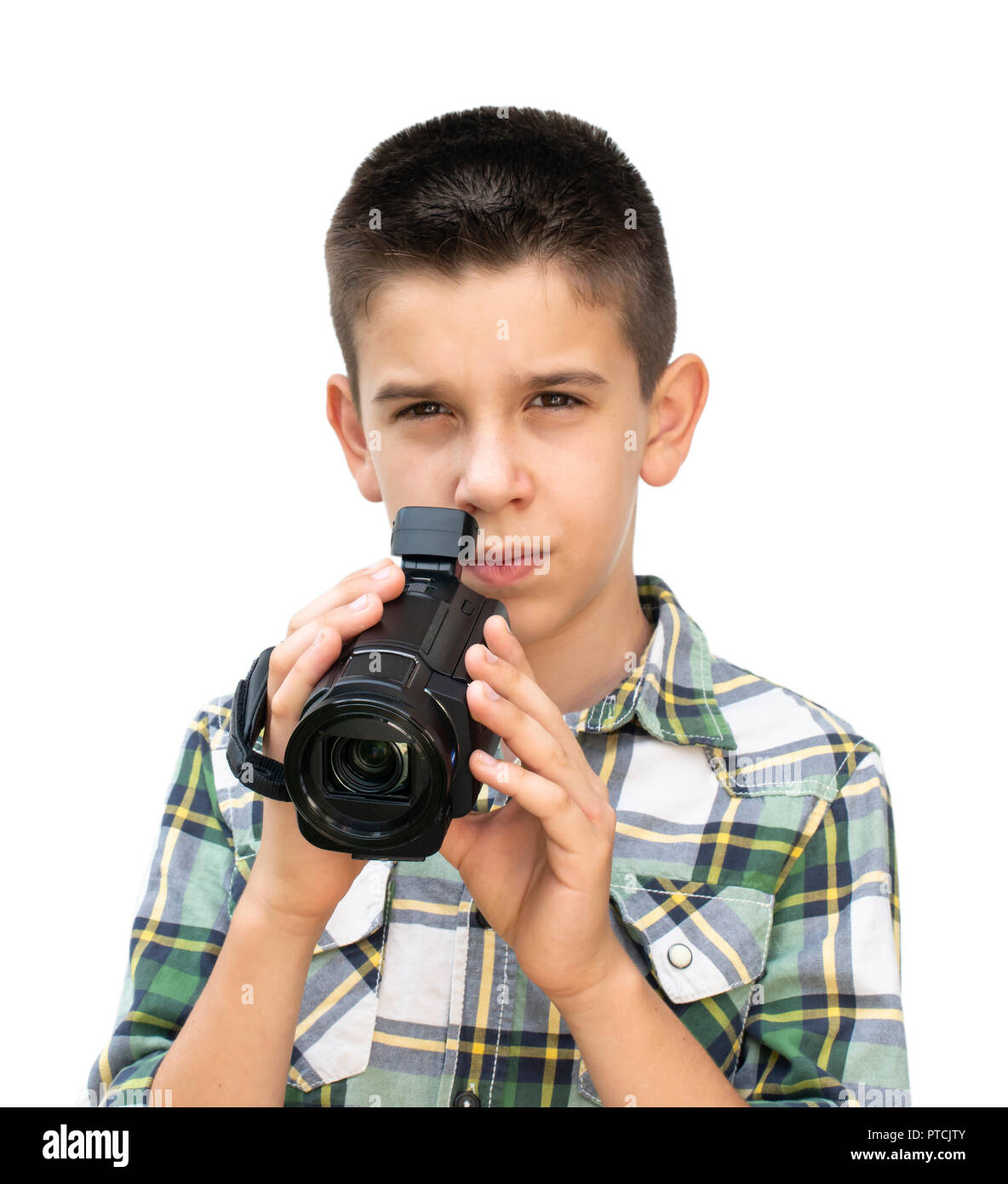 Child with video camera journalist hi-res stock photography and images ...