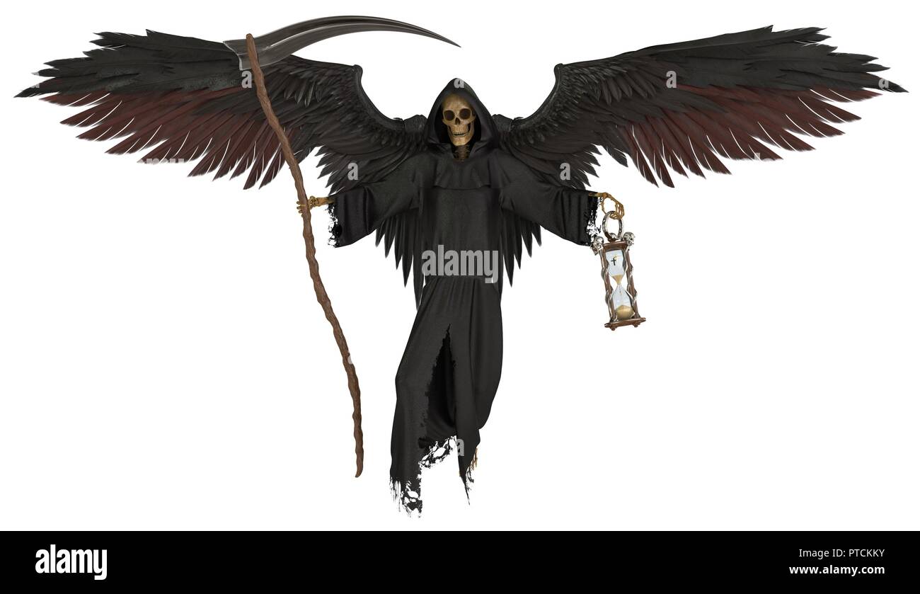 3D illustration angel of death isolated on white background Stock Photo ...