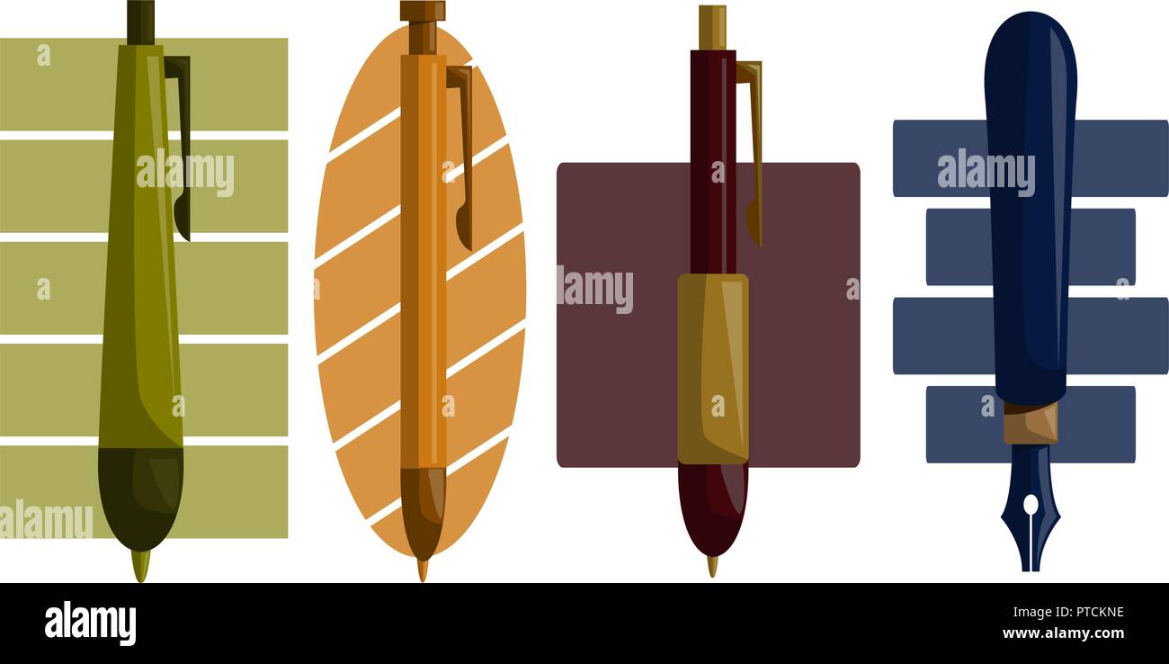 Pencil Pen Design Template Vector Set Stock Vector Image & Art - Alamy