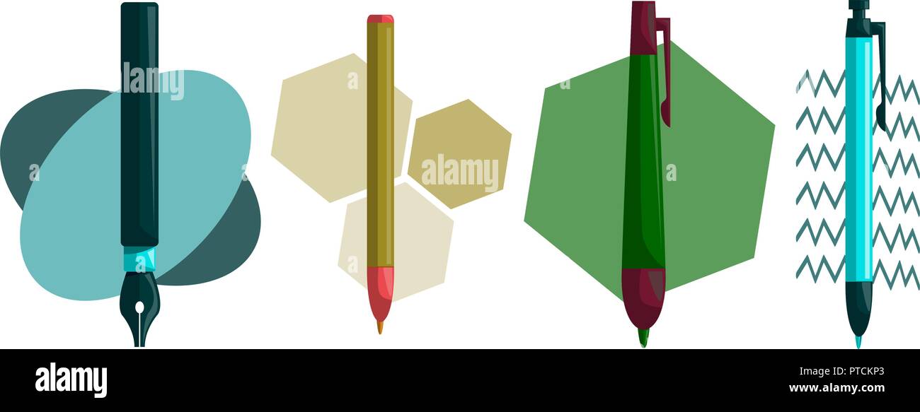 Pencil Pen Design Template Vector Set Stock Vector Image & Art - Alamy